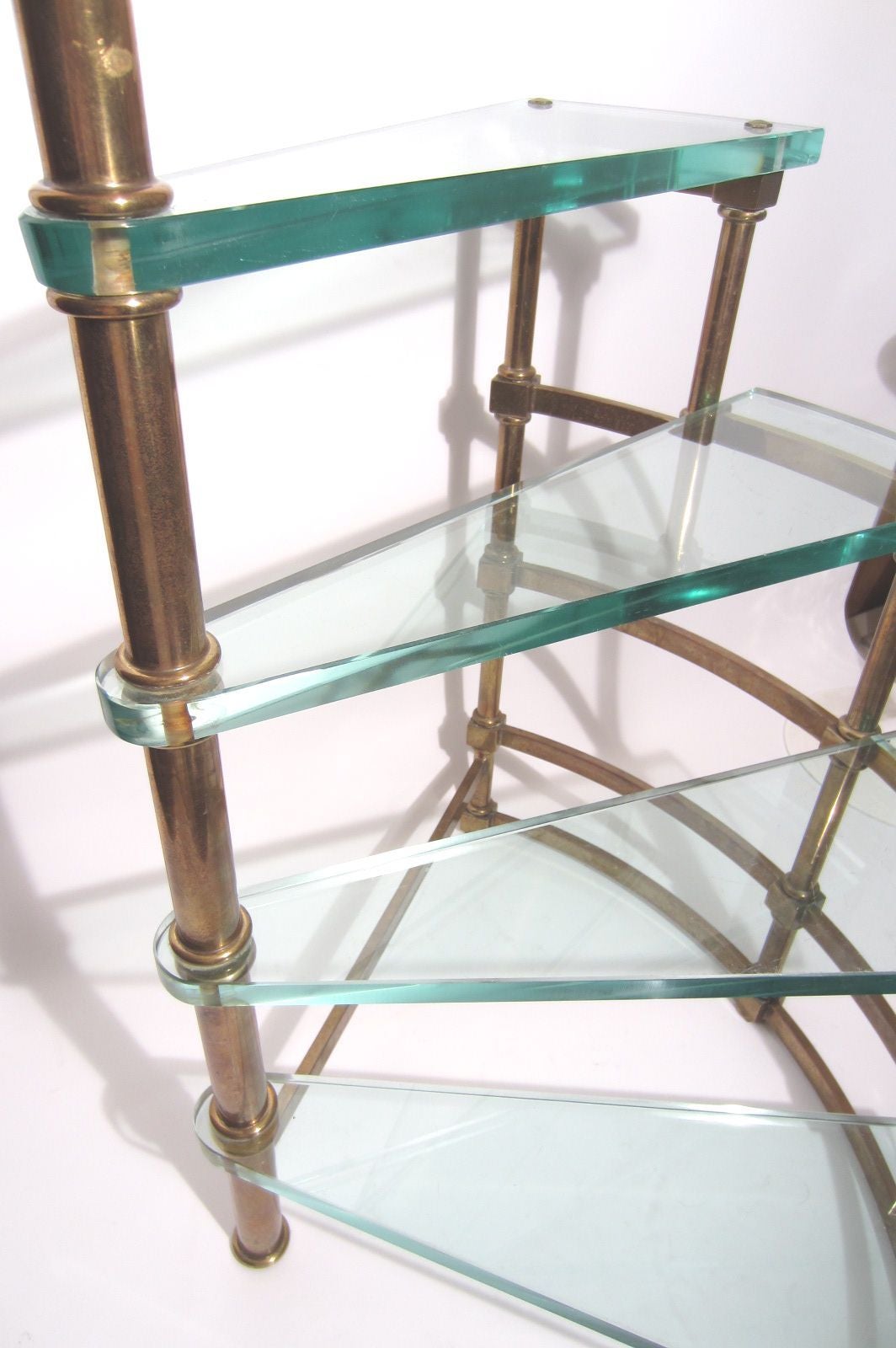 1950s Brass and Glass Library Step Ladder Table Attributed to Fontana ...