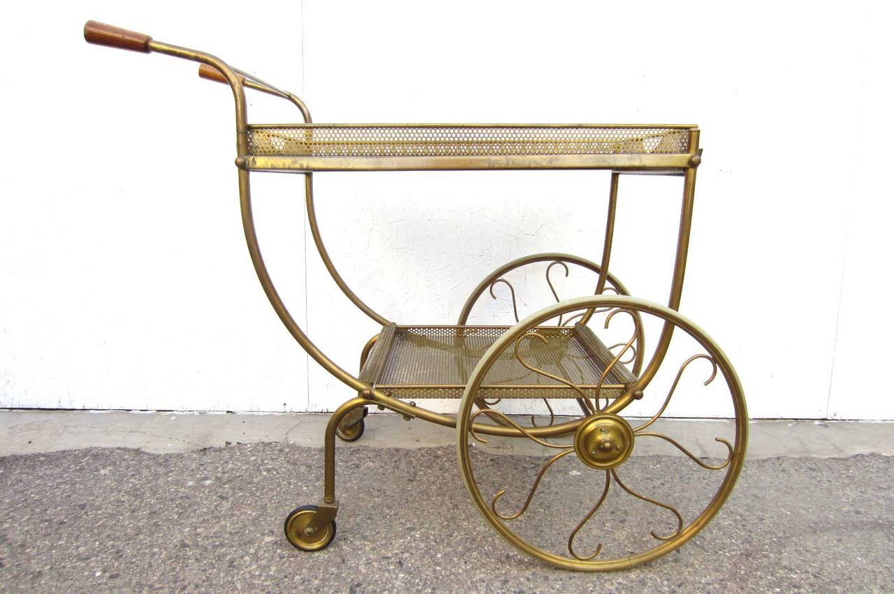Swedish Mid-Century Modern Brass Tea Bar Trolley Cart by Firma Svensk ...
