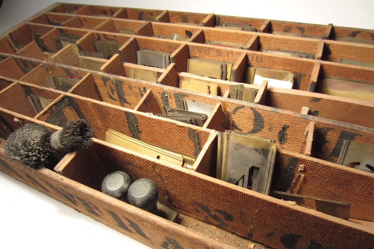 Folk Art Industrial Copper Stencil Letter and Number Workers Box, 1920s ...