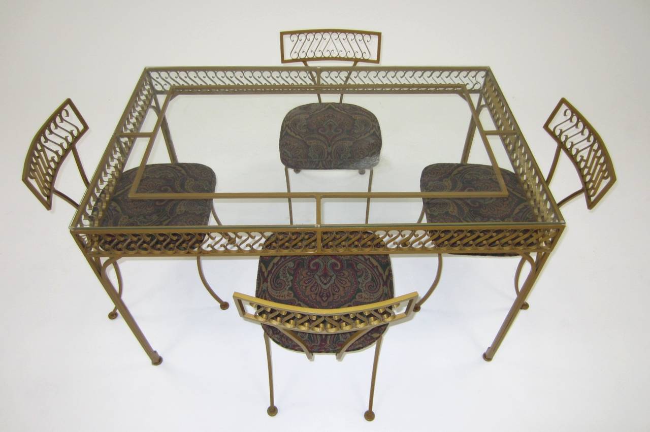 1960s William "Billy" Haines Klismos Iron Table and Chairs by Thinline ...