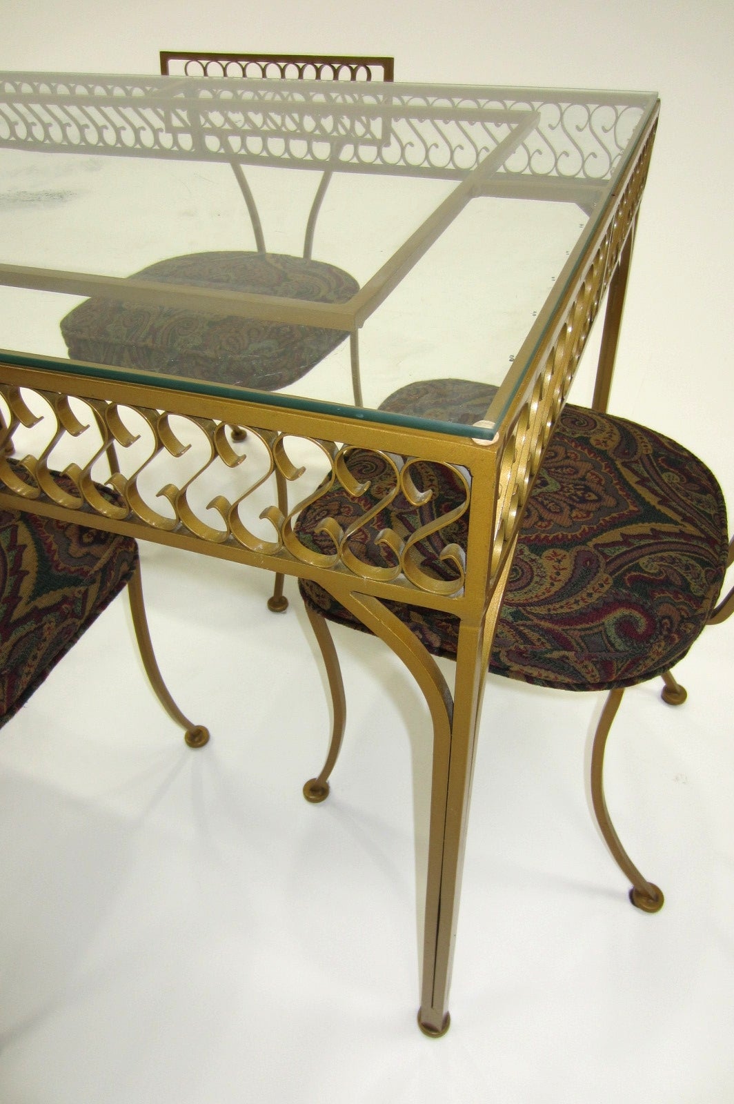 1960s William "Billy" Haines Klismos Iron Table and Chairs by Thinline ...