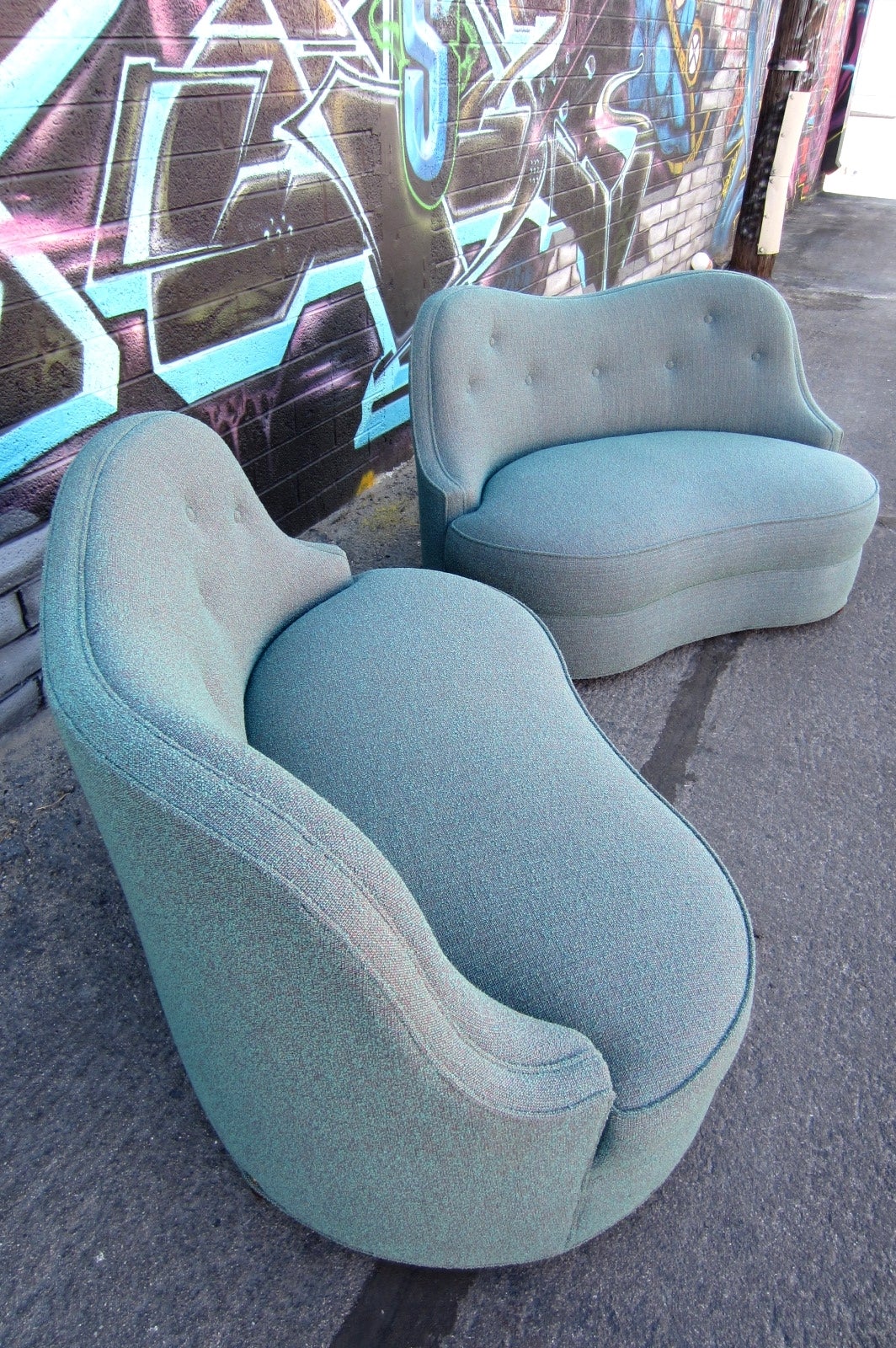 Pair of Art Deco Era French Scalloped Lip Settee Sofas at 1stDibs