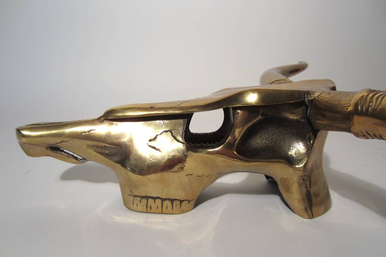 Hollywood Regency Brass Longhorn Steer Skeleton Wall Art Sculpture at ...