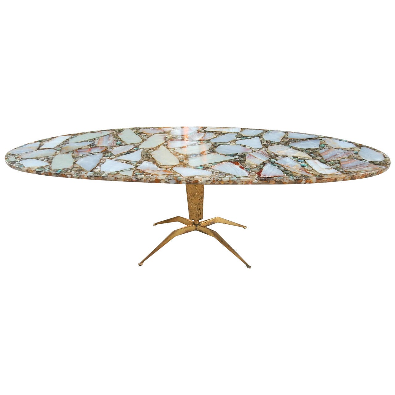 Arturo Pani Attributed Onyx Abalone and Brass Coffee Table, 1950s ...