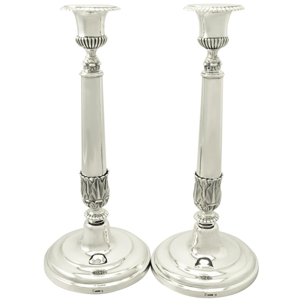 Danish Silver Candlesticks - Antique 1860 at 1stDibs