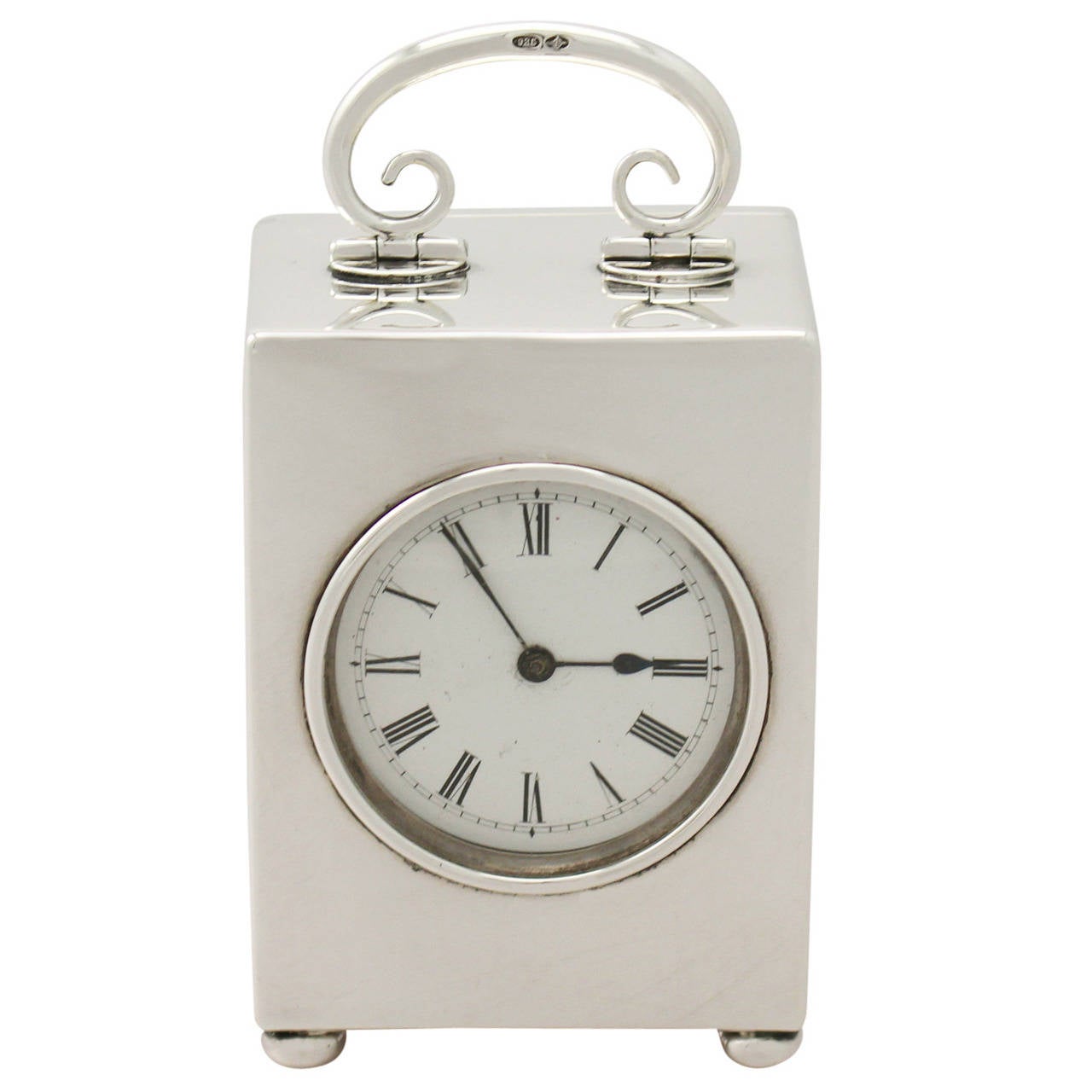 Antique Swiss Sterling Silver Boudoir Clock, 1908 at 1stDibs