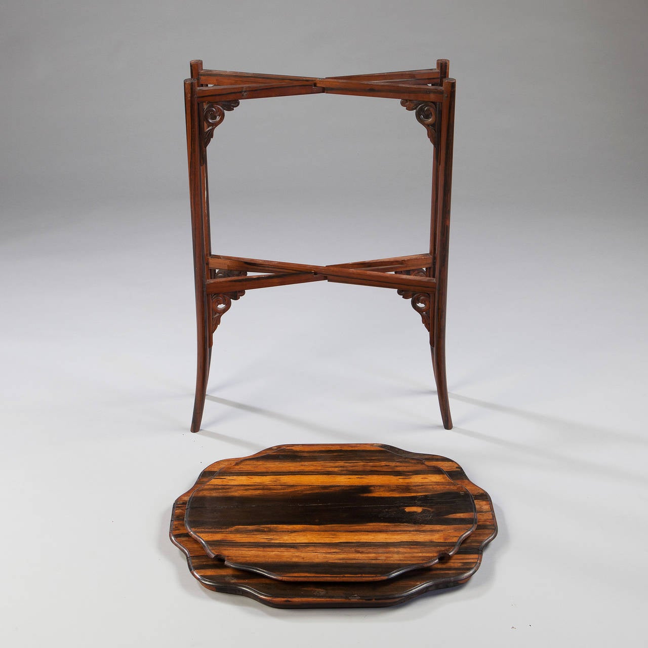 Calamander Wood Folding Campaign Table For Sale at 1stdibs