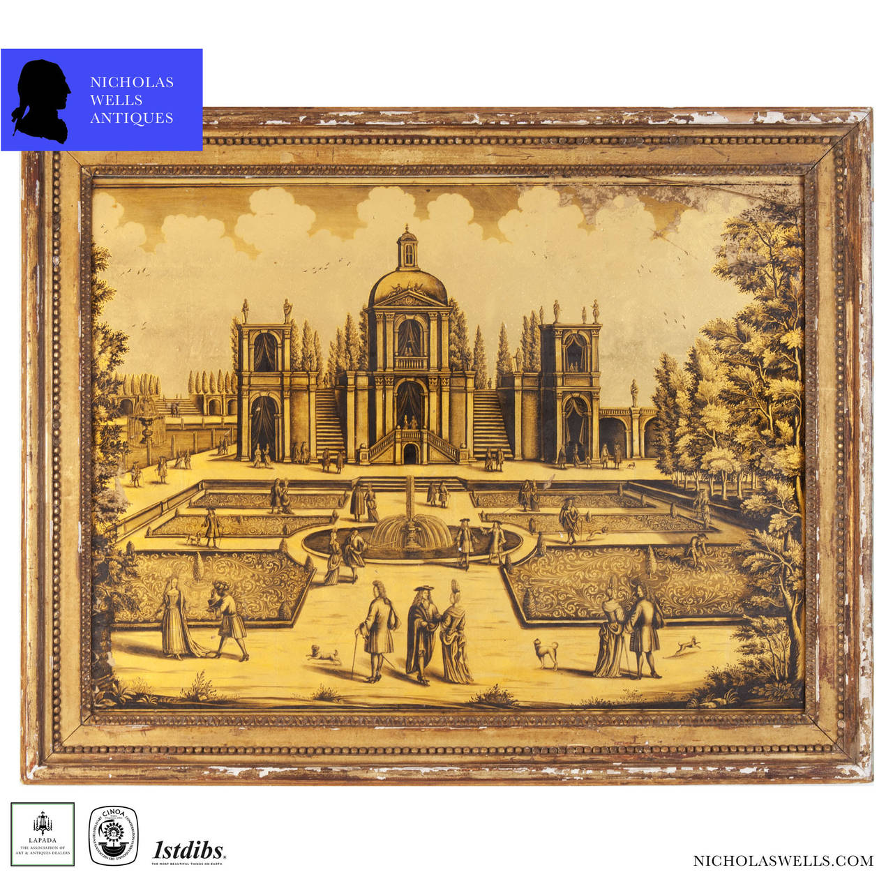 Gold Eglomise Reverse Painted Country House Picture, Style of Jonas ...