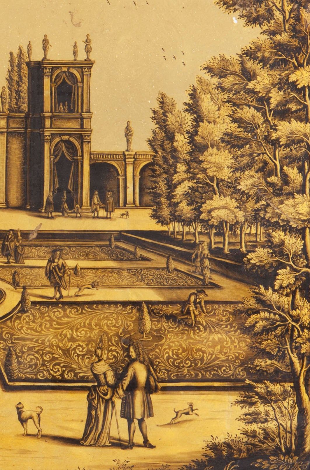 Gold Eglomise Reverse Painted Country House Picture, Style of Jonas ...