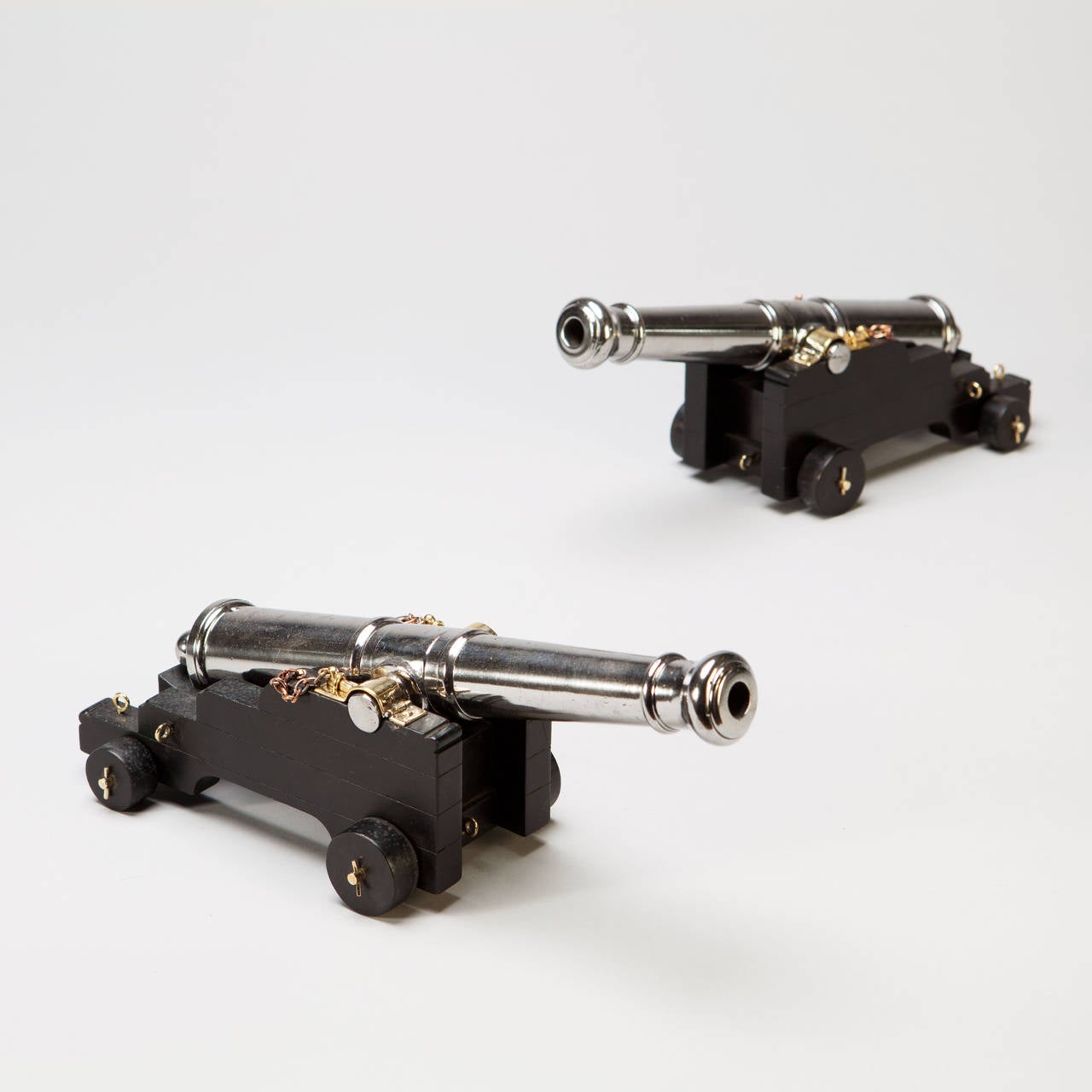 Pair Of Polished Steel 9 Pound Model Cannon at 1stDibs