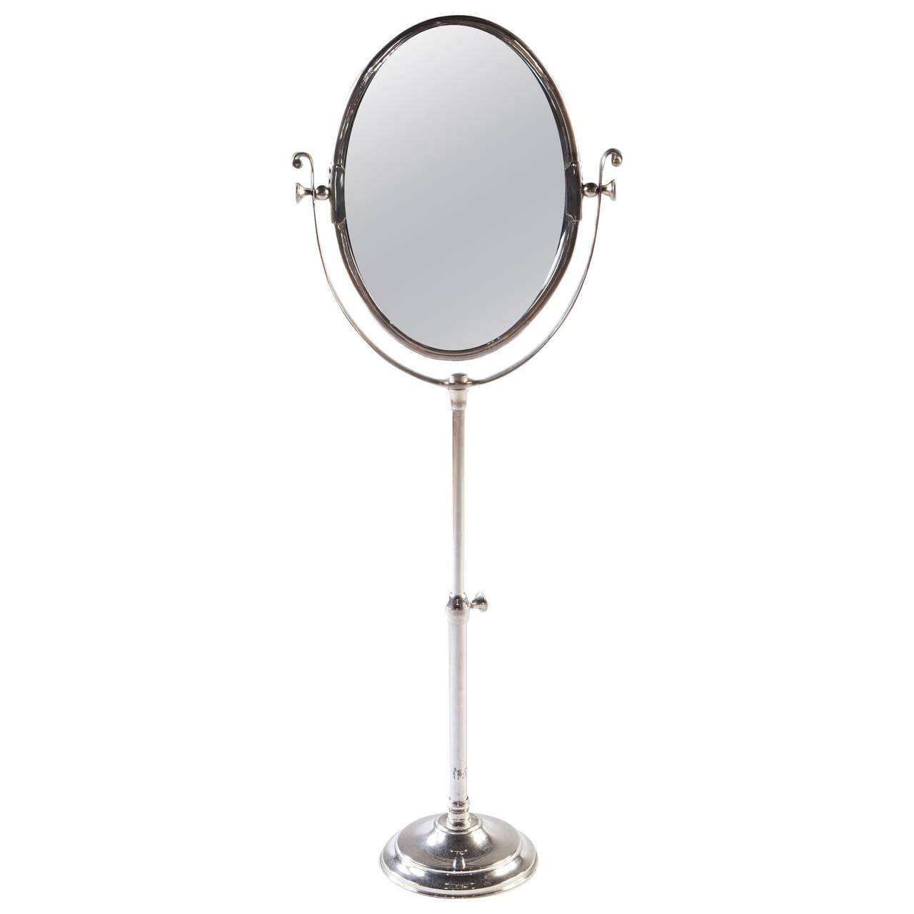 Edwardian Overscale Oval Silver Plate Dressing Mirror of Adjustable ...