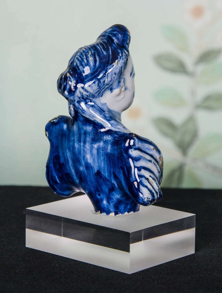 Dutch Delft Portrait Bust of Lady, Possibly Mary Stuart, Late 17th ...