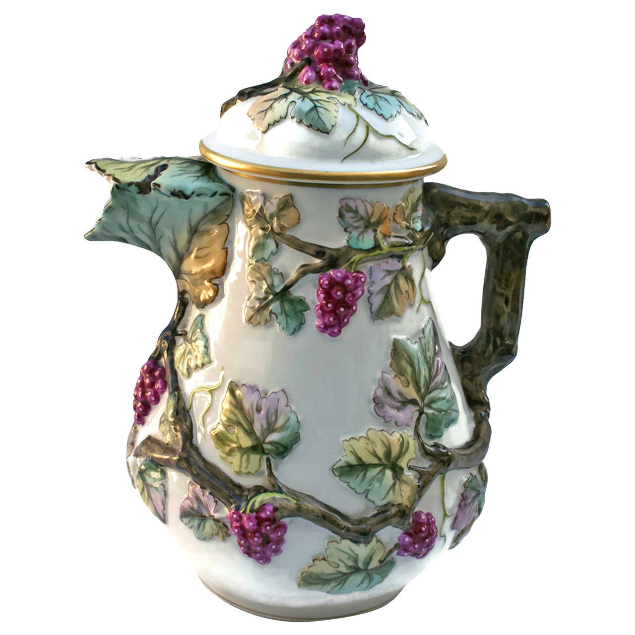 Antique Porcelain Grape Vine Covered Pitcher at 1stDibs