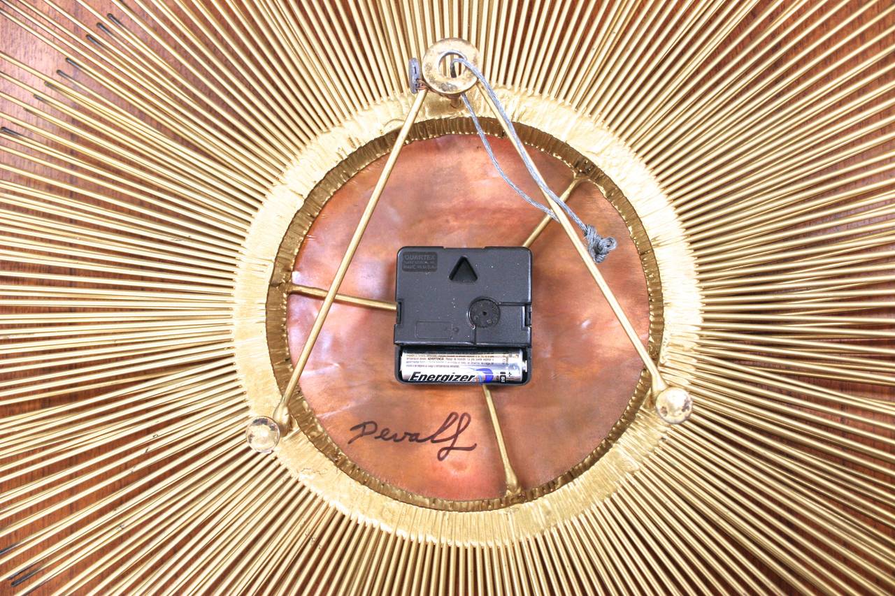 Mid-Century Modern Brass Spike Sculptural Clock at 1stDibs