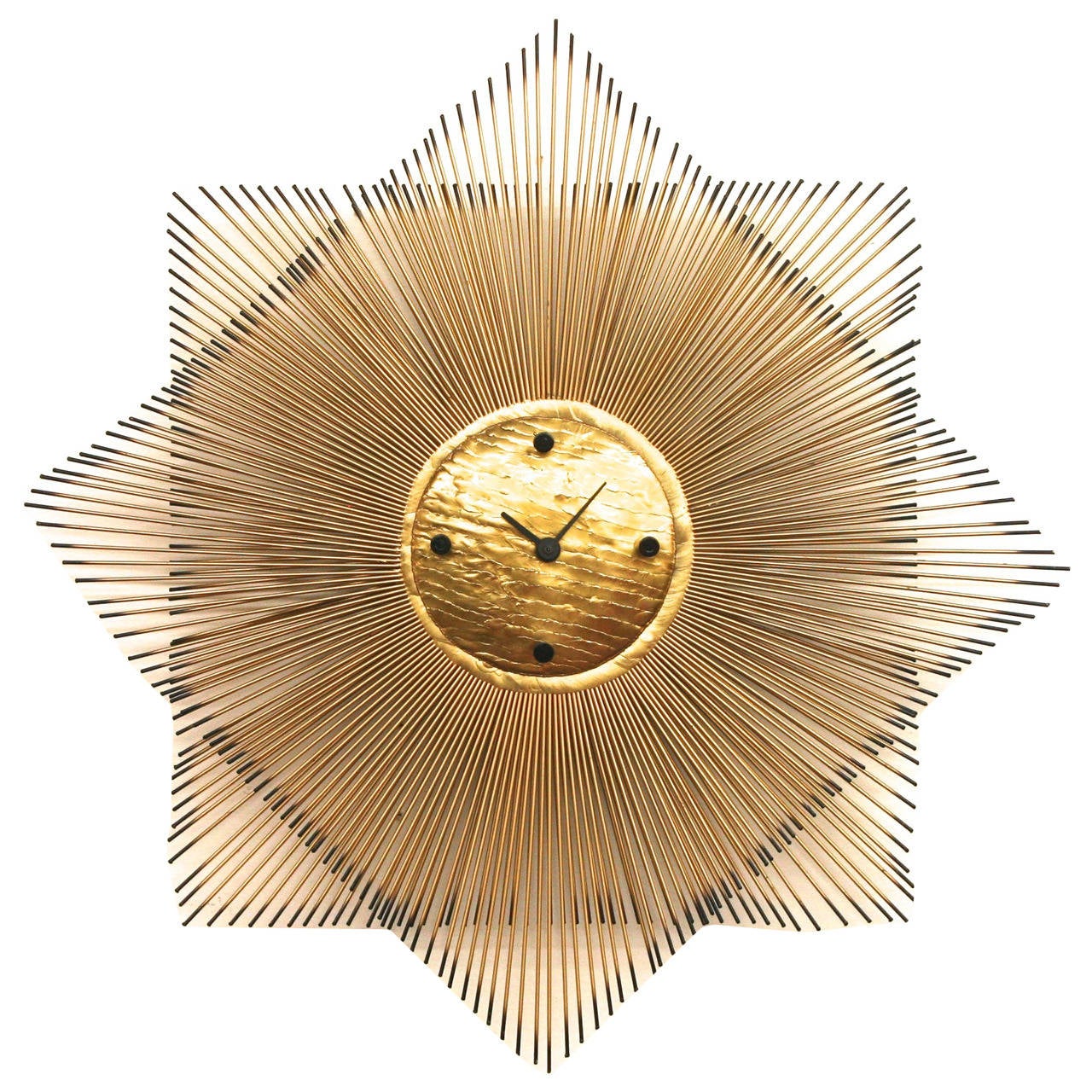 Mid-Century Modern Brass Spike Sculptural Clock at 1stDibs