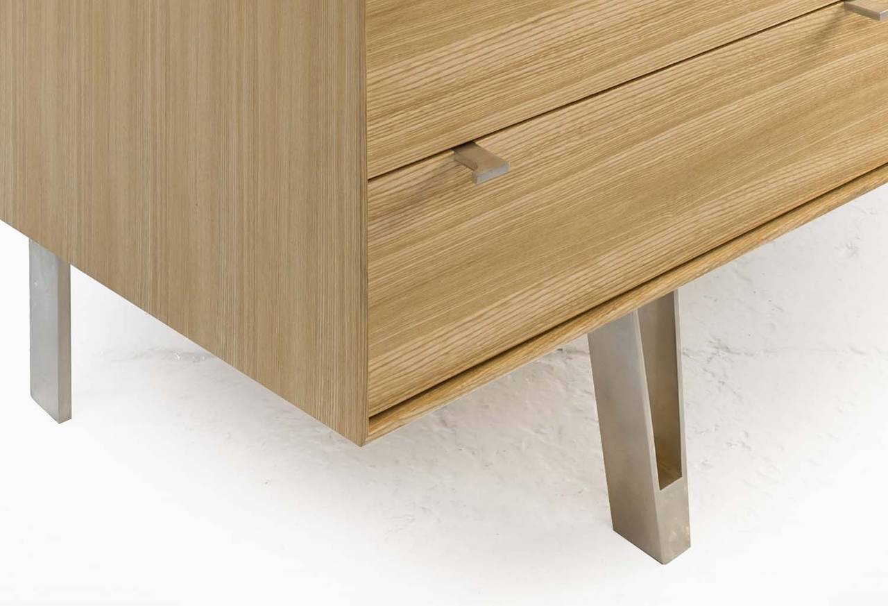 Saxton Cabinet / End Table with Japanese Sen Veneer and Nickel Legs For ...