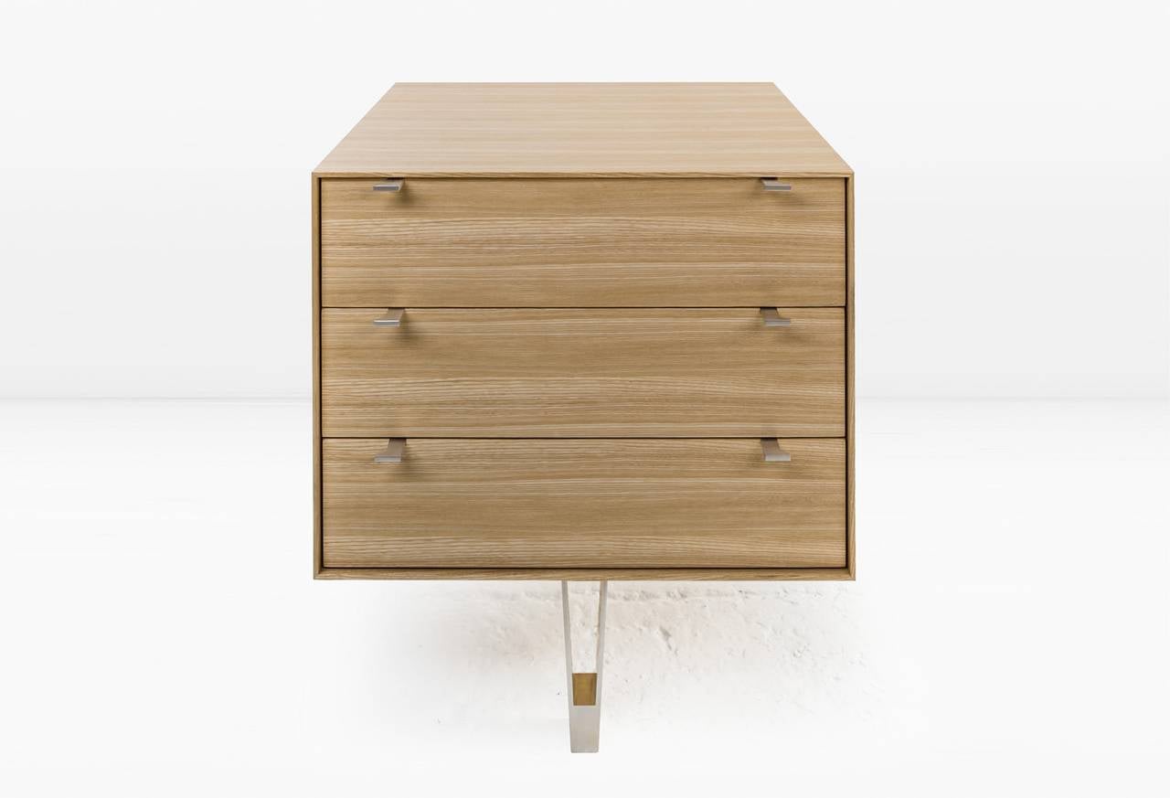Saxton Cabinet / End Table with Japanese Sen Veneer and Nickel Legs For ...