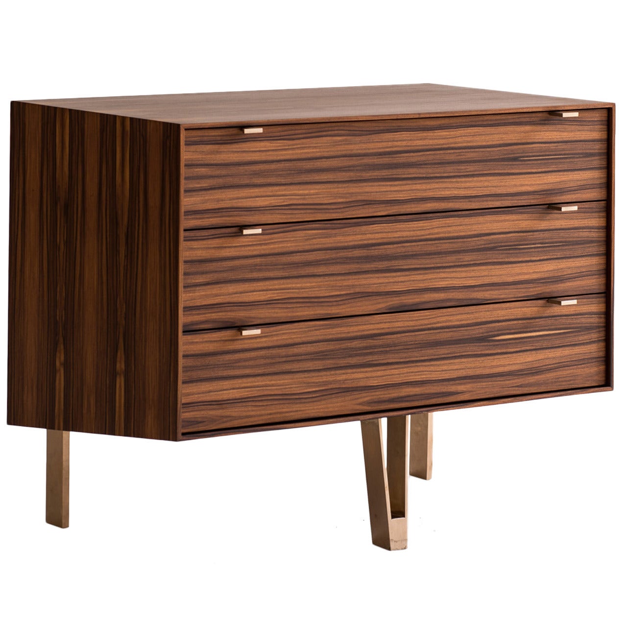 Saxton Cabinet / End Table with Japanese Sen Veneer and Bronze Legs For ...