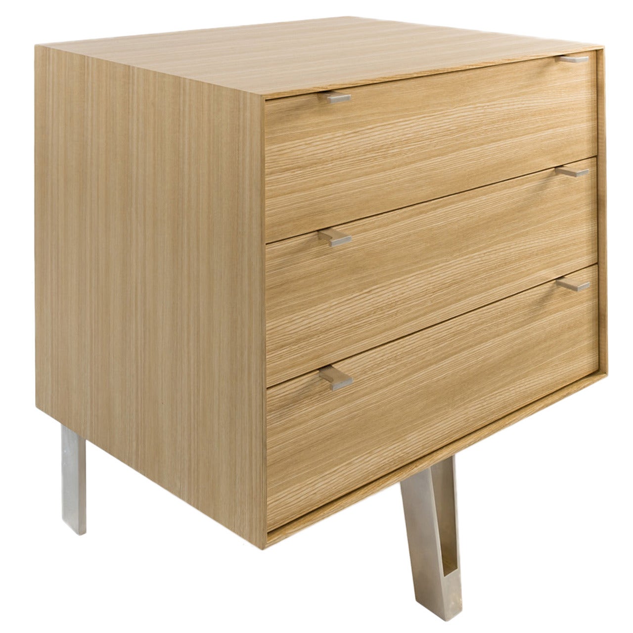 Saxton Cabinet / End Table with Japanese Sen Veneer and Nickel Legs For ...