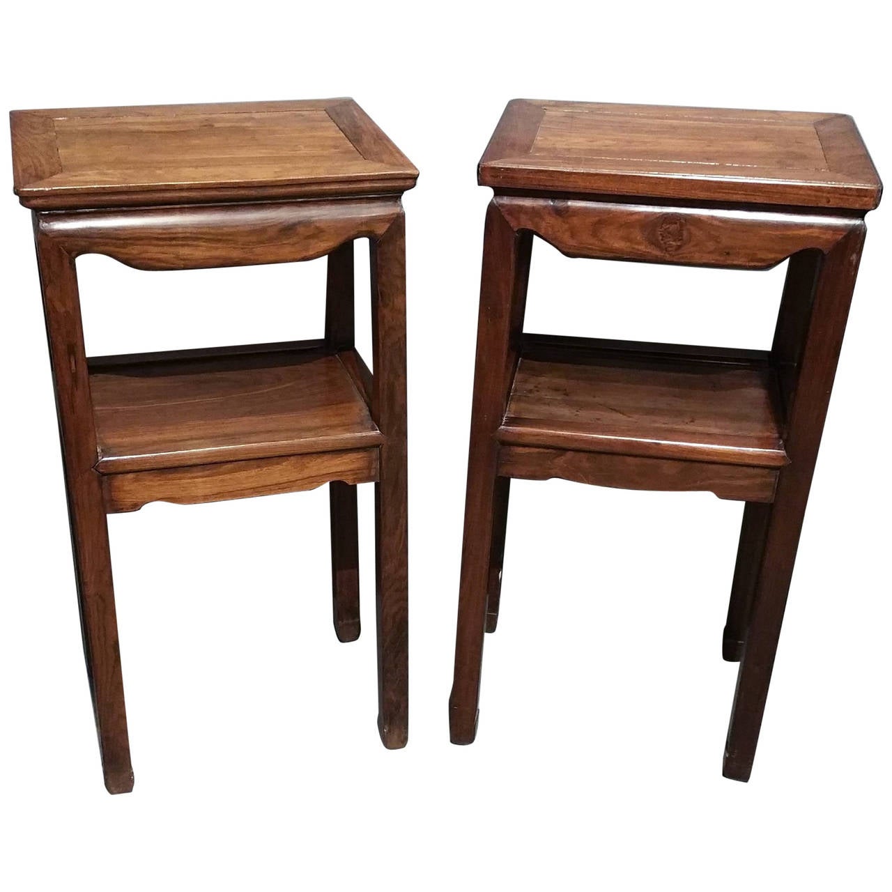 Pair of Chinese Hardwood Side Tables For Sale at 1stDibs