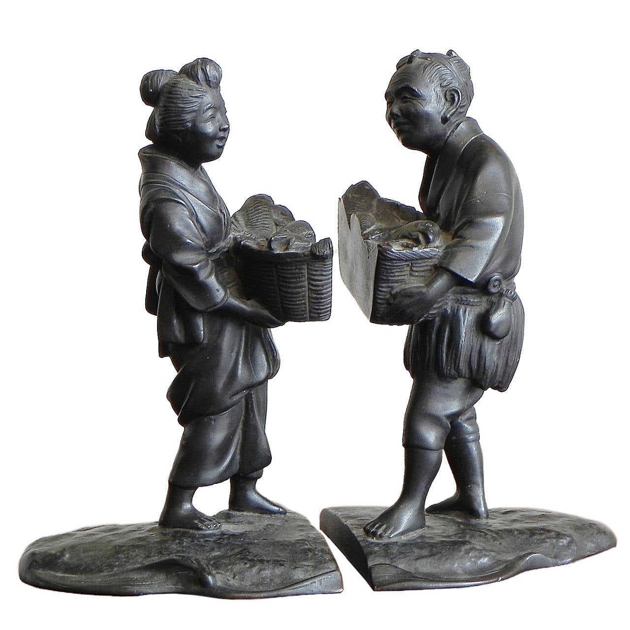 Pair of Meiji Period Bronze Bookends For Sale at 1stDibs