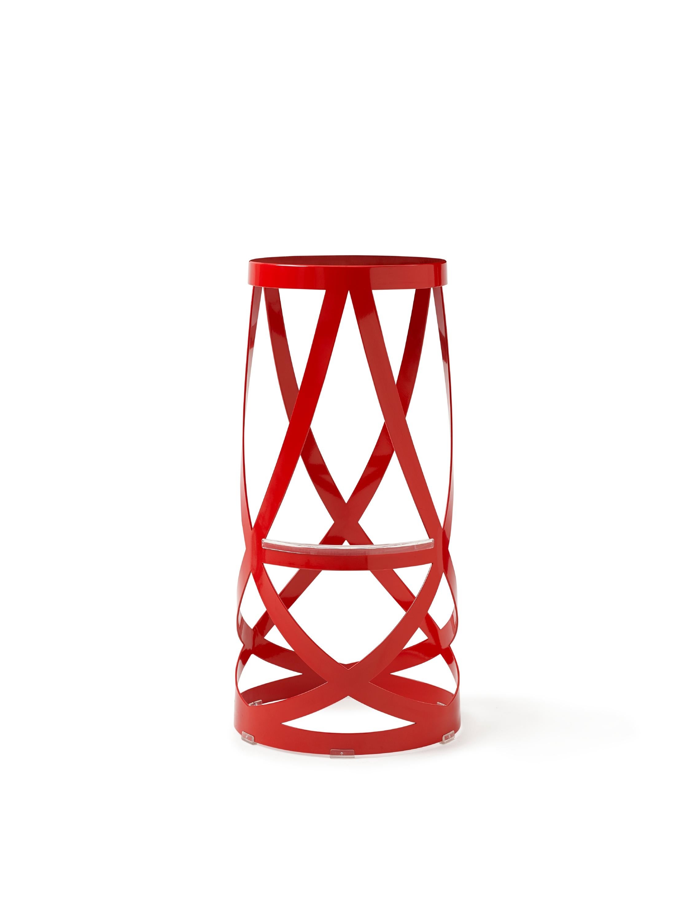 Customizable Nendo High Ribbon Stool in Sheet Metal with Matte Lacquer ...