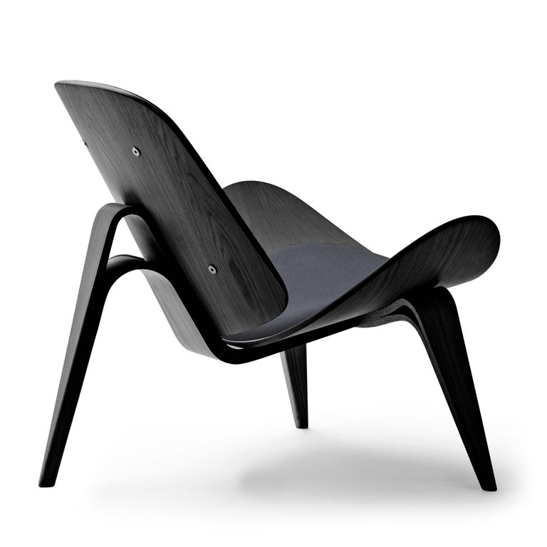 Customizable CH07 Shell Chair in Oak Painted Black with Foam Seat by ...