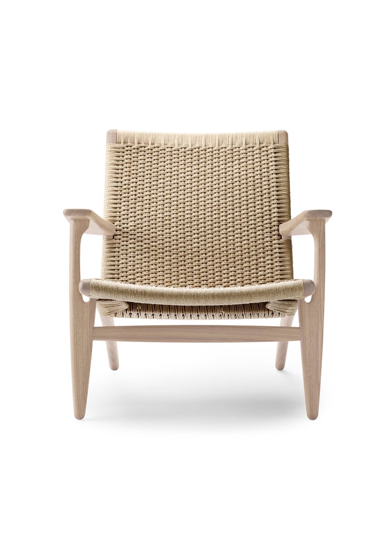 Customizable CH25 Easy Lounge Chair with Natural Papercord Seat by Hans J. Wegner For Sale at ...
