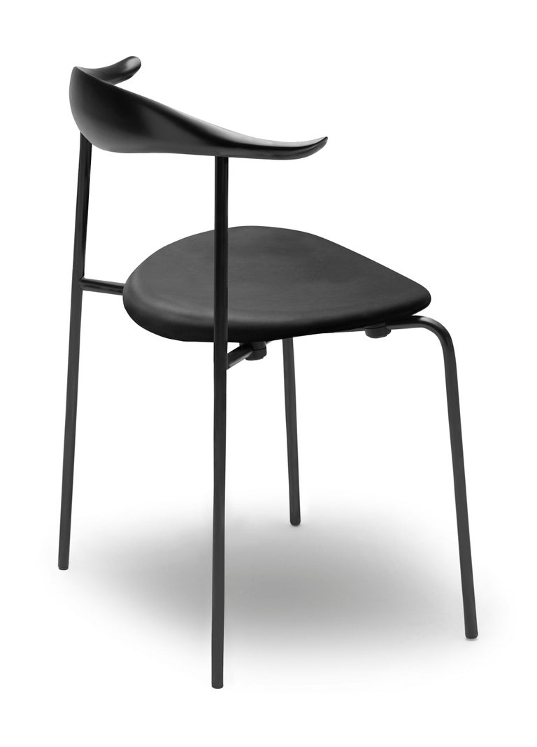 CH88P Dining Chair in Beech Painted Black with Steel Base by Hans J ...