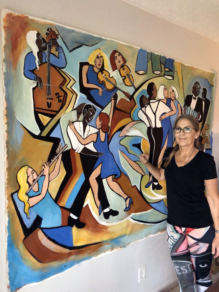 Valerie Vescovi - Cobalt Blue Tango, Painting, Acrylic on Canvas For ...