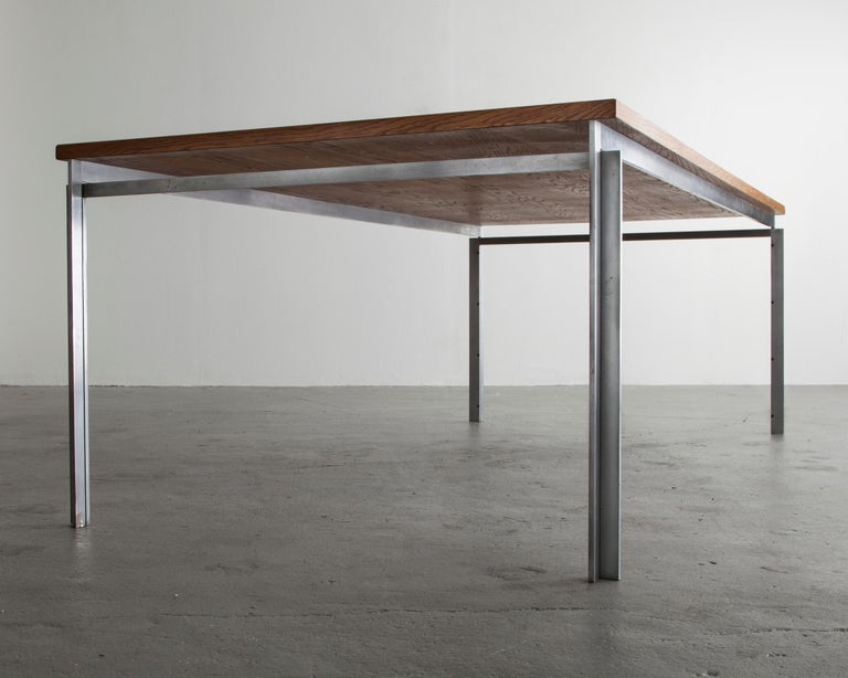 PK 55 Table with Matte, Chrome-Plated Steel and Ash Top by Poul ...