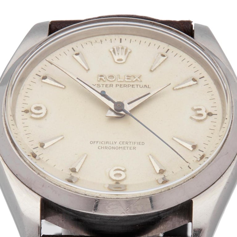 1957 Rolex Oyster Perpetual Stainless Steel 6564 Wristwatch at 1stDibs ...