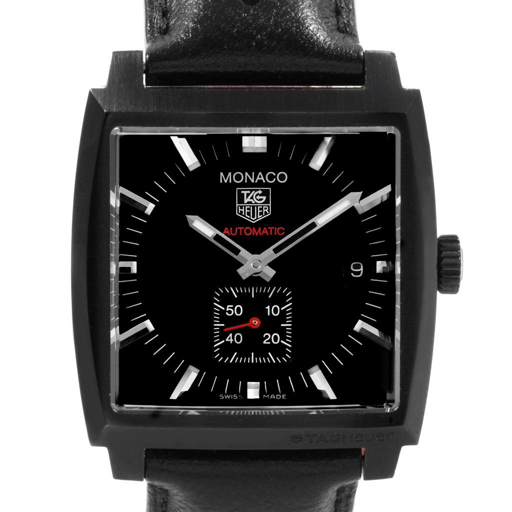 TAG Heuer Monaco Black Red Leather Strap Men's Watch WW2119 Box Card ...