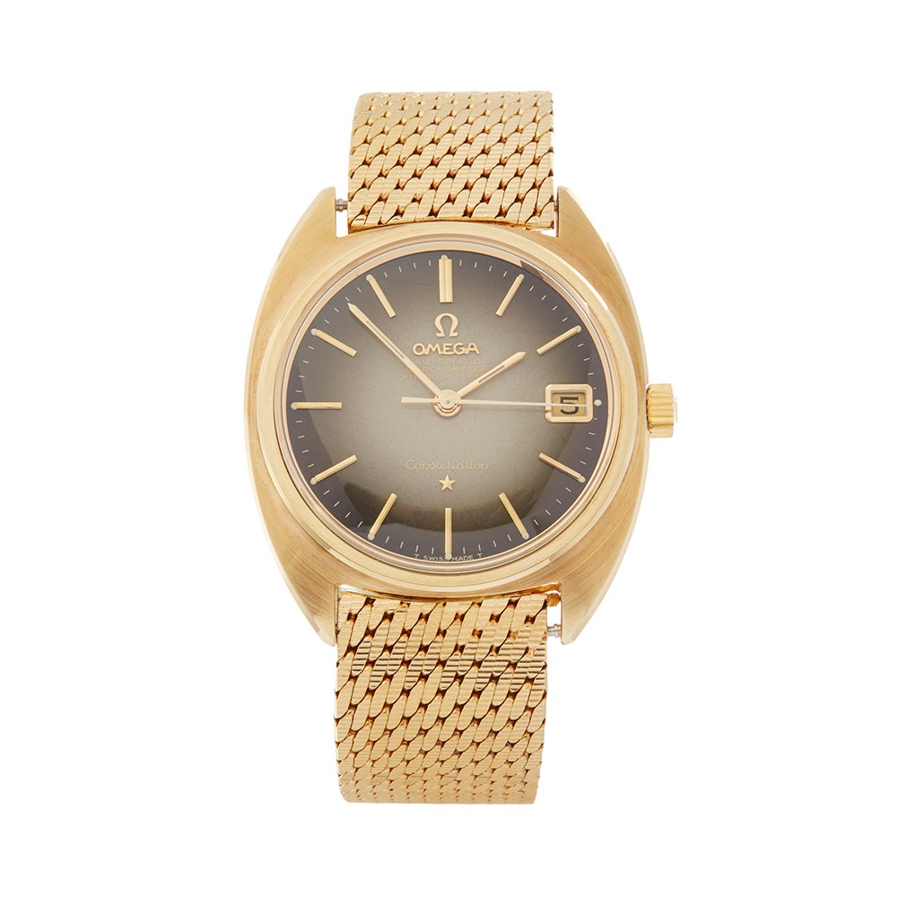 Omega Yellow Gold Constellation Mesh Band Quartz Wristwatch For Sale at ...