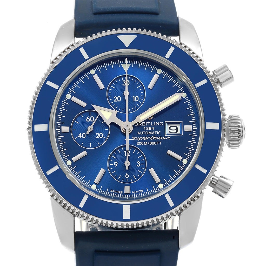 Breitling Superocean Heritage 46 Black Dial Rubber Strap Watch A17320 ...