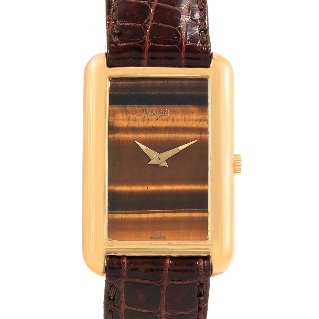 Vintage 1970s Piaget Tiger’s Eye 18 Karat Yellow Gold Octagon 9342 ...