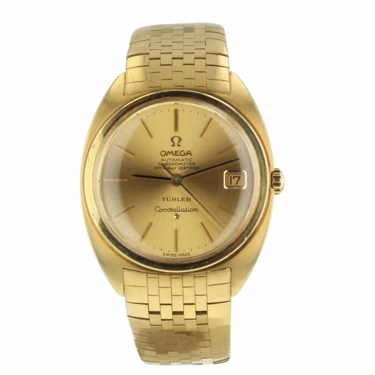 Omega Constellation Turler Date 18K Yellow Gold Automatic Mens Watch ...