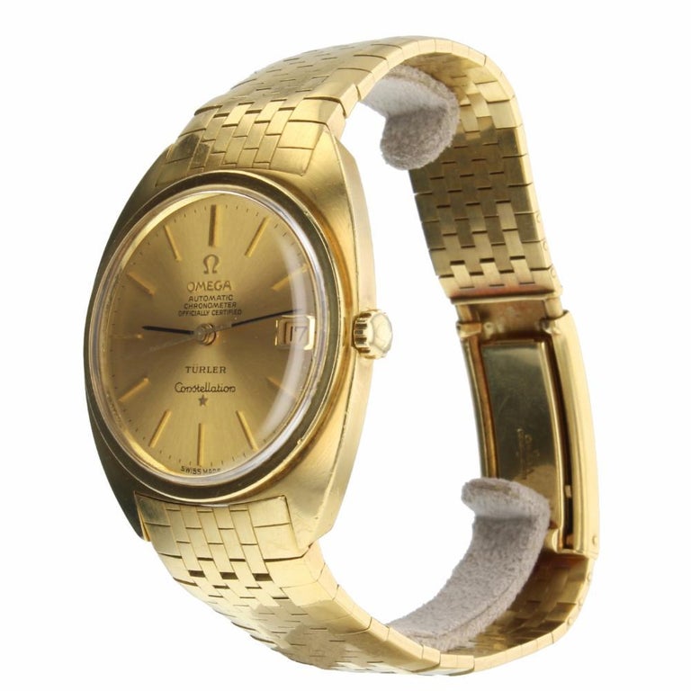 Omega Constellation Turler Date 18K Yellow Gold Automatic Mens Watch ...