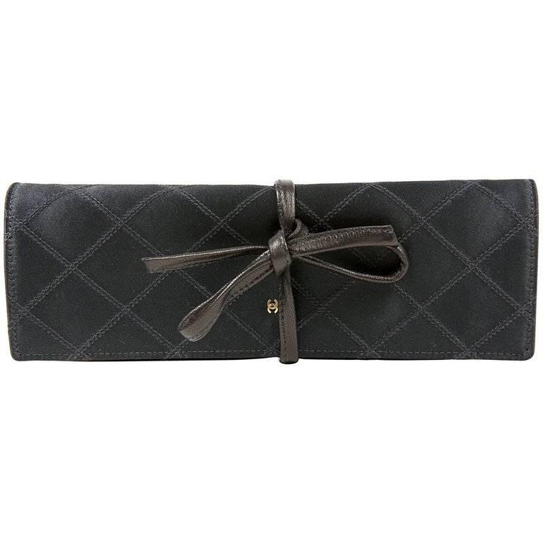 Chanel Black Denim Jewelry Roll Case at 1stDibs