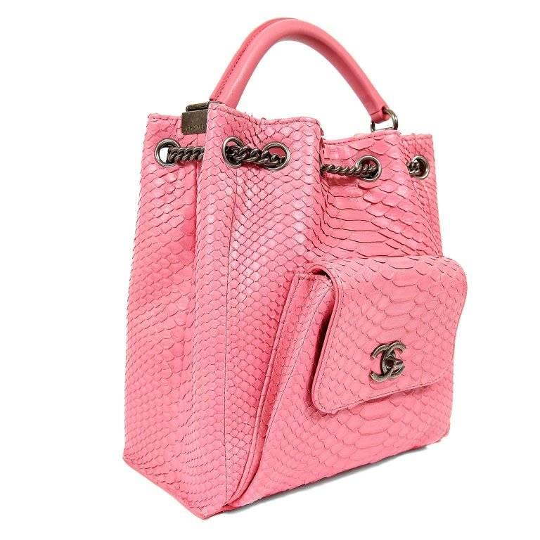 Chanel Pink Python Backpack at 1stDibs | chanel pink backpack, chanel ...