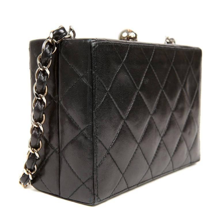 Chanel Black Quilted Leather Mini Box Bag For Sale at 1stdibs