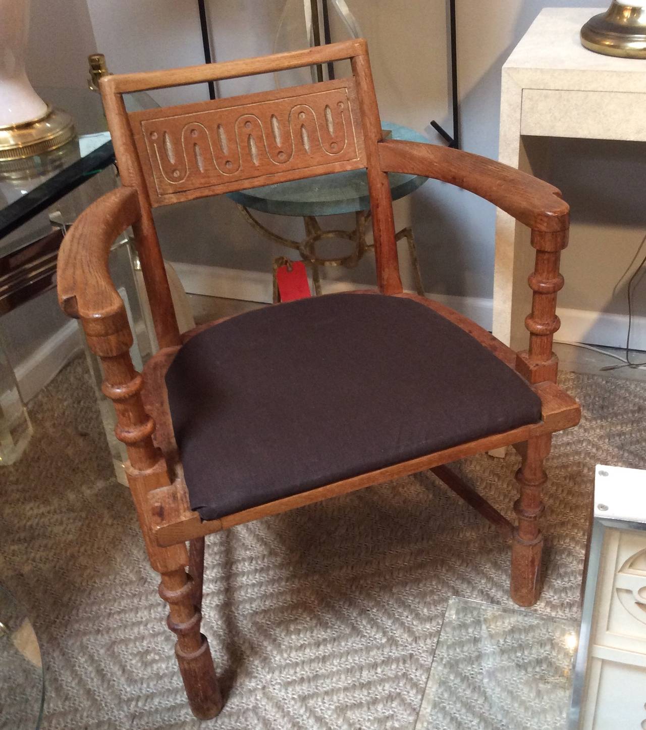 Pair of Turned Wooden Leg Armchairs, Stamped British Standard at 1stDibs