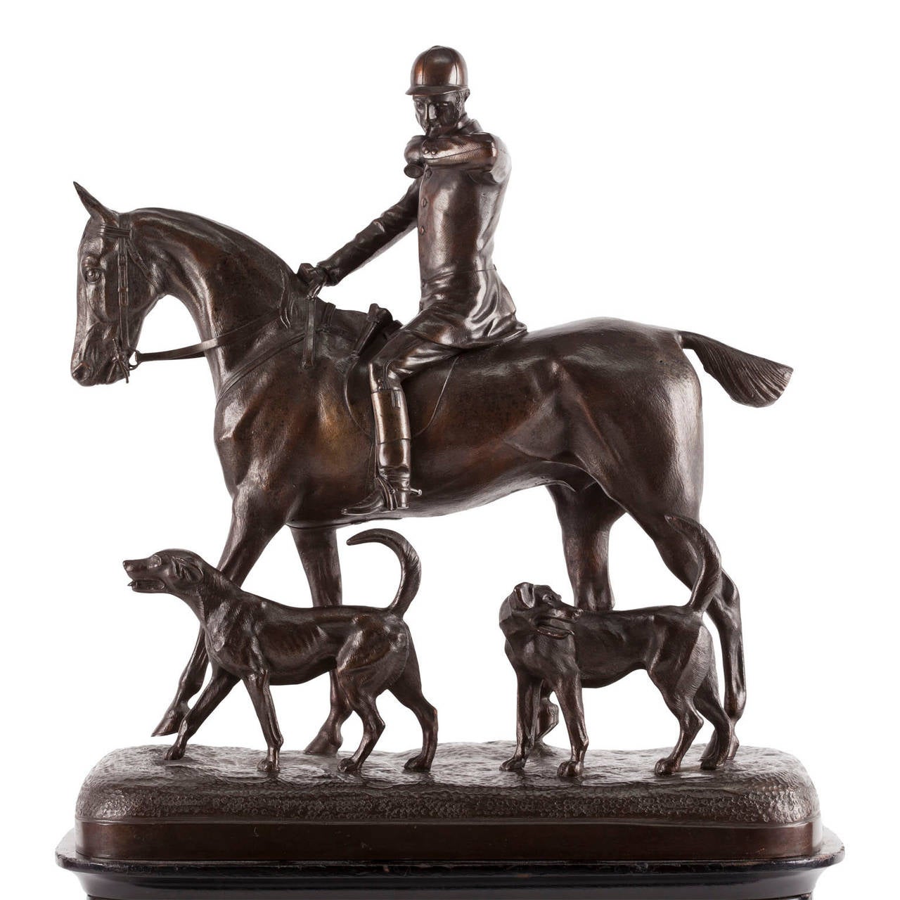 Hunter with a Pair of Hounds Bronze at 1stDibs