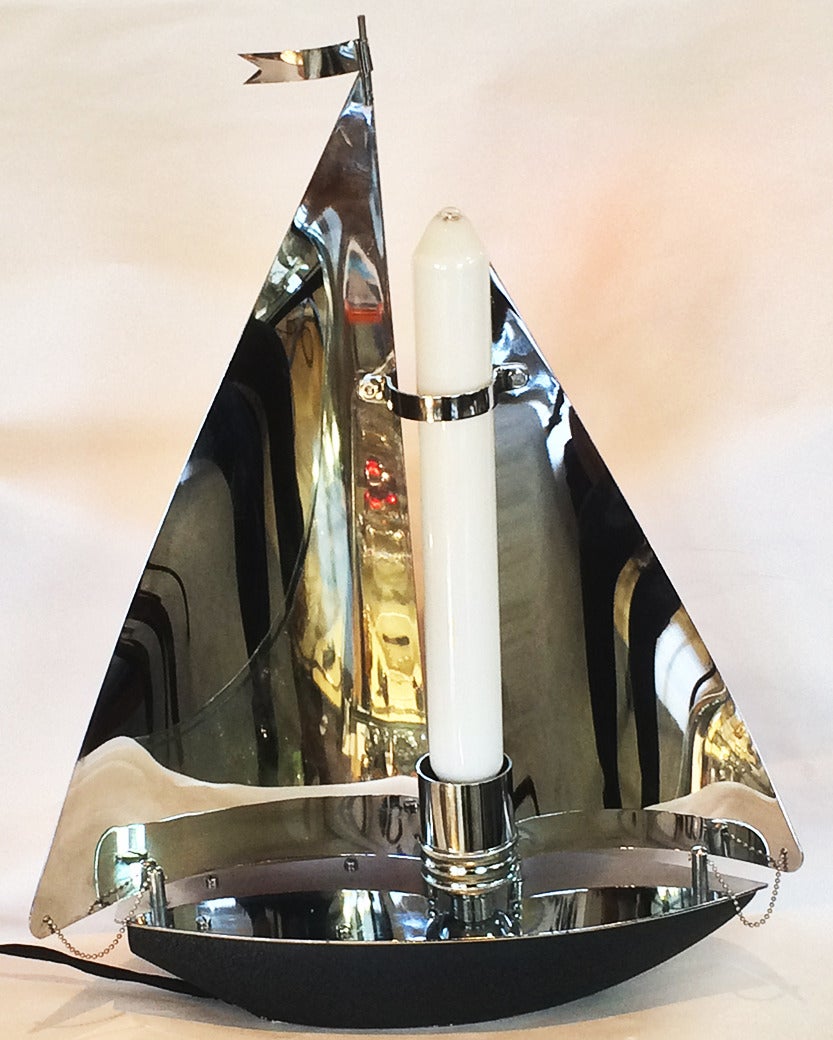 Mid Century Chrome and Steel Yacht Sailboat Table Lamp at 1stDibs