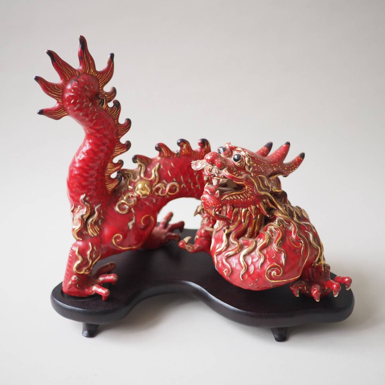 Chinese Ceramic Red and Gold Dragon For Sale at 1stDibs | ceramic ...