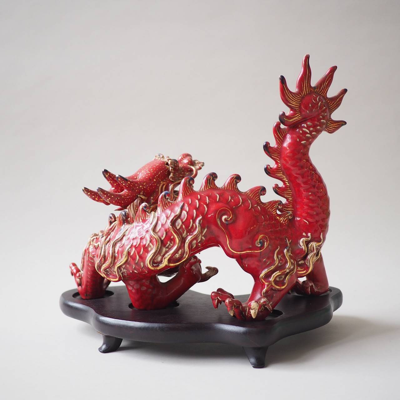 Chinese Ceramic Red and Gold Dragon For Sale at 1stDibs | ceramic ...