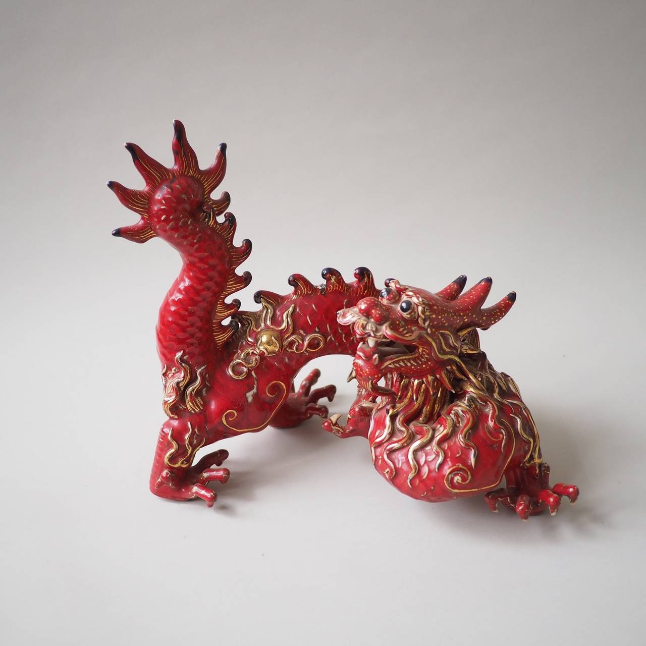 Chinese Ceramic Red and Gold Dragon For Sale at 1stDibs | ceramic ...