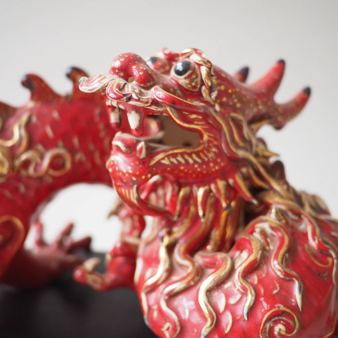 Chinese Ceramic Red and Gold Dragon For Sale at 1stDibs | ceramic ...