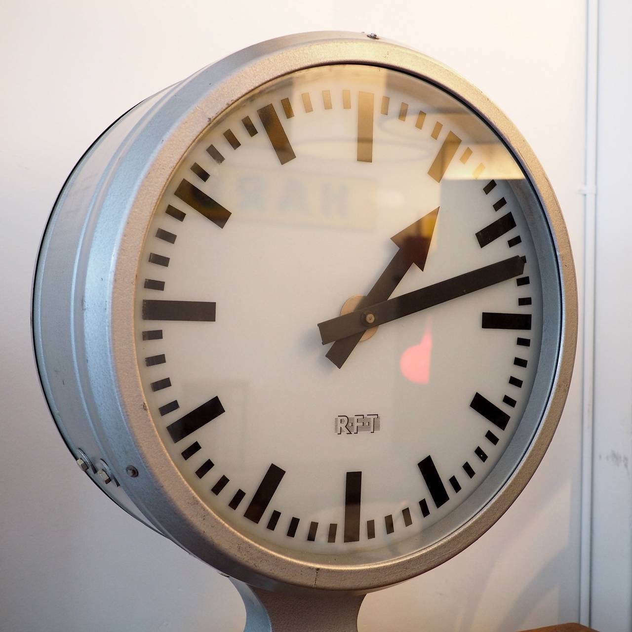 East German Double-Sided Railway Clock at 1stDibs