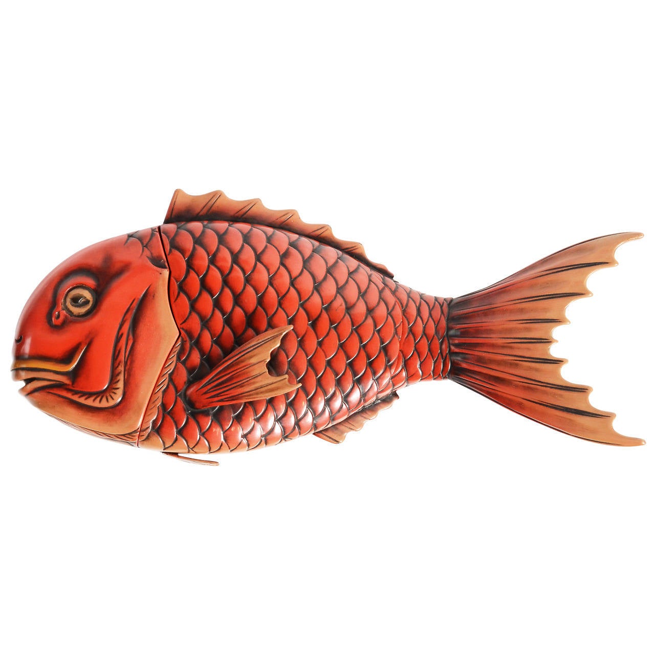 Vintage Japanese Lacquer Dish in the Shape of a Fish at 1stDibs